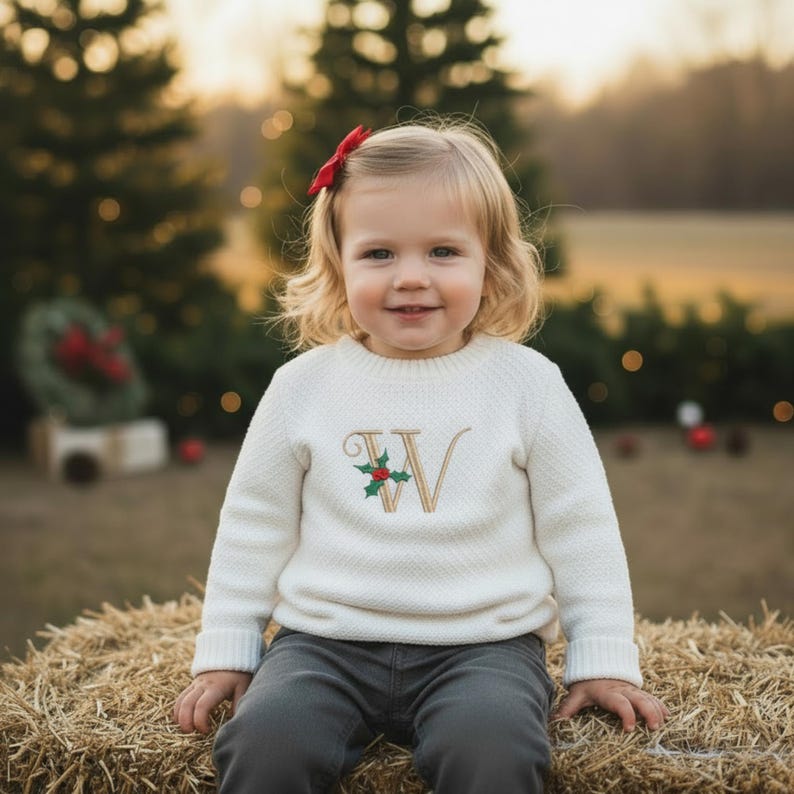 Holly Monogram Christmas Embroidery Font, 2 Styles, Digital Embroidery ...