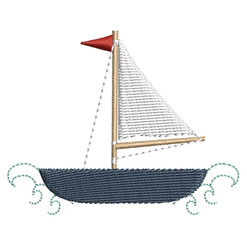 Sailboat, 2 Styles in 5 Sizes, Digital Embroidery Machine File, Kids ...