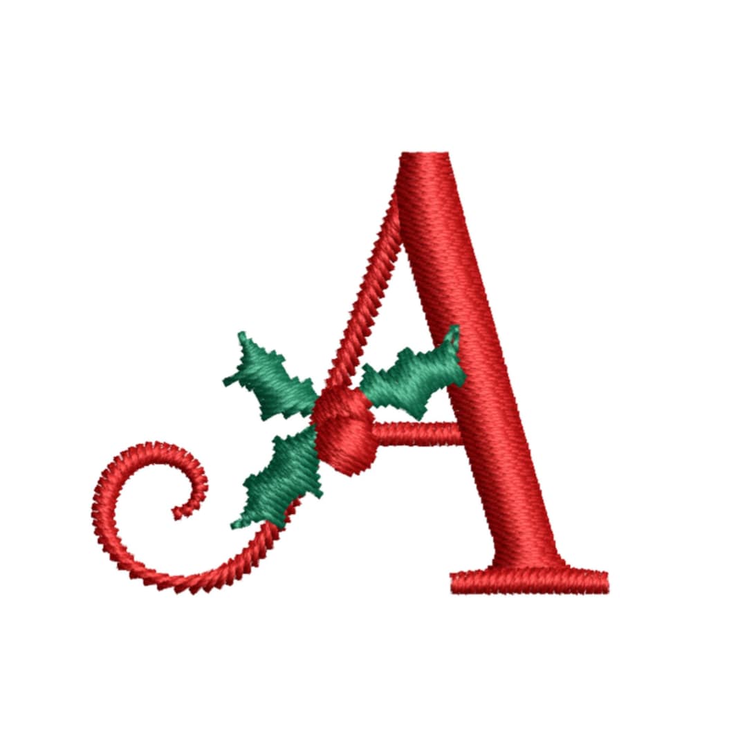 Holly Monogram Christmas Embroidery Font | 2 Styles | Holiday ...