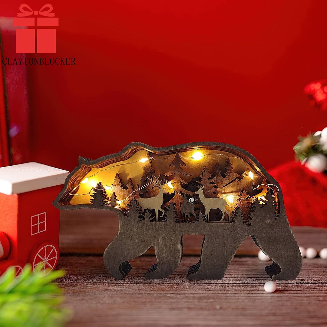 Customized Wooden 3D Animal,wooden Animal Carvings,wooden Bear Ornament ...