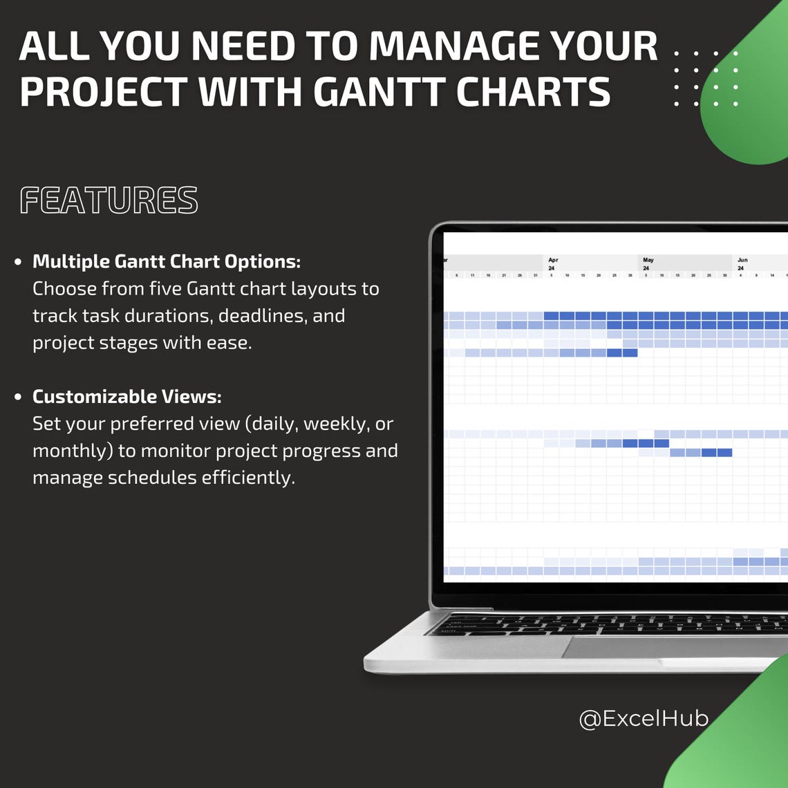 GANTT CHART Excel Template Google Sheets Time Tracker Template Automate ...