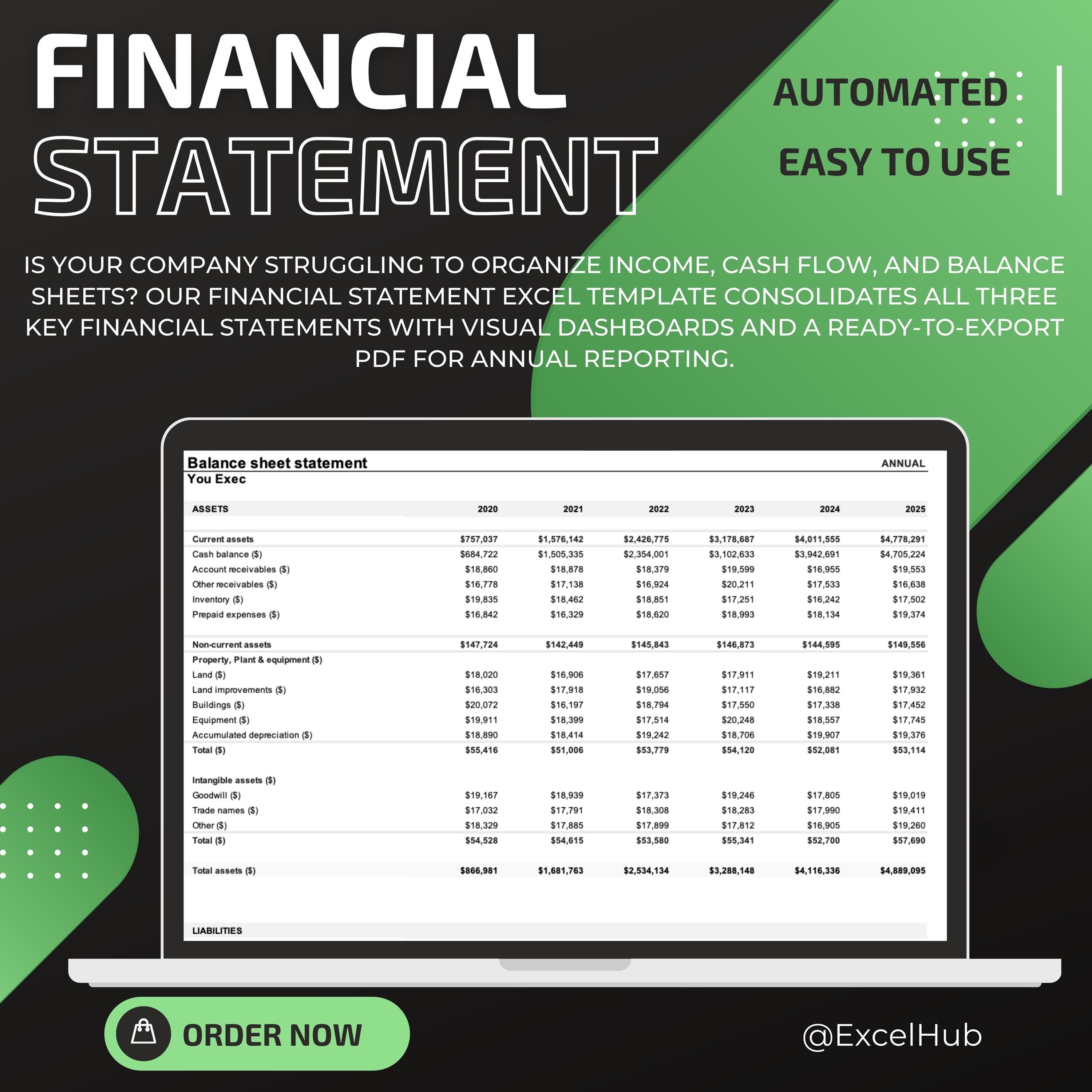 FINANCIAL STATEMENT Excel Template Google Sheets Financial Tracker ...