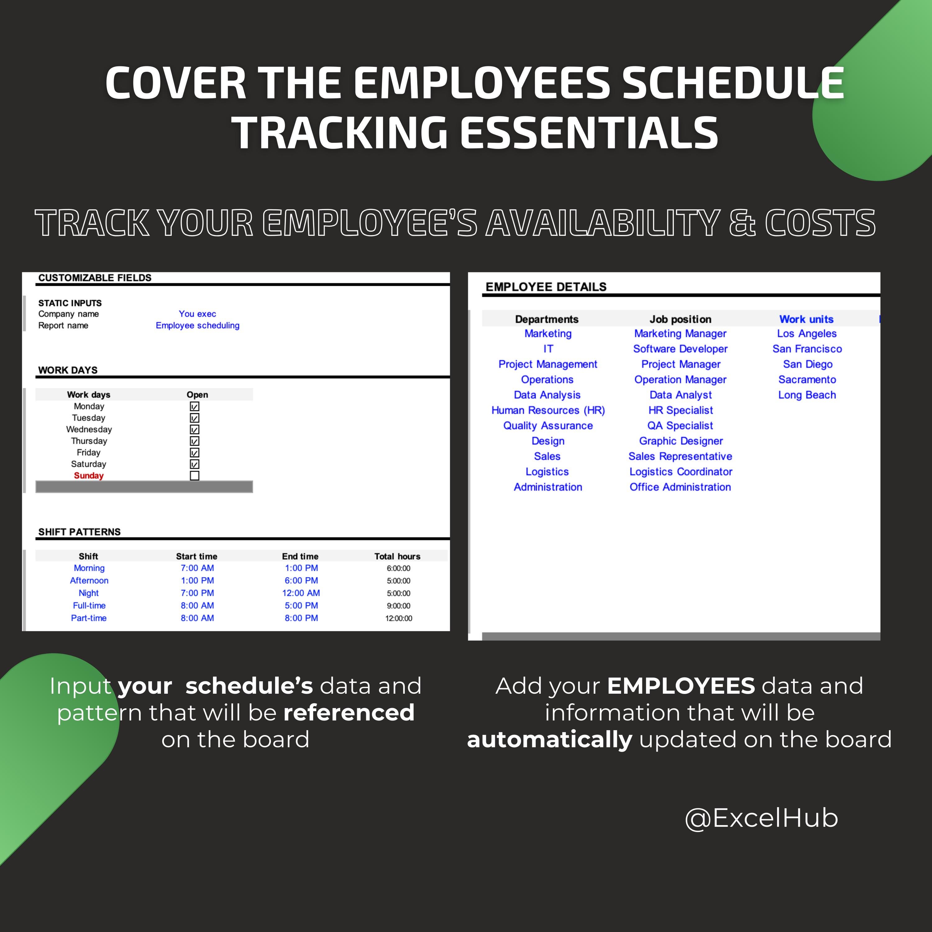 Employee Schedules Planner Excel Template Google Sheets Track Employee ...