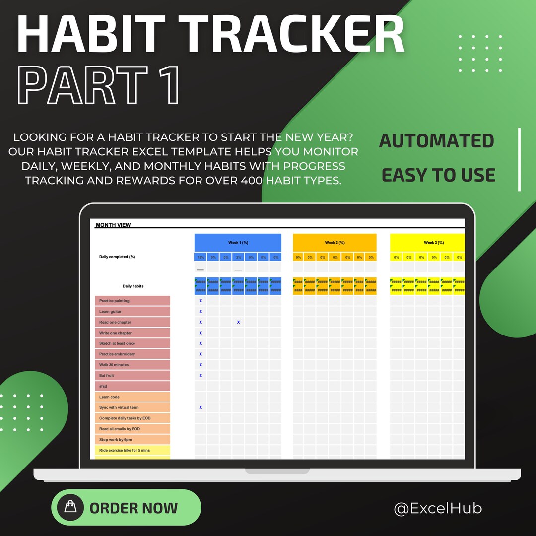 HABIT TRACKER Excel Template Google Sheets Time Tracker Template ...
