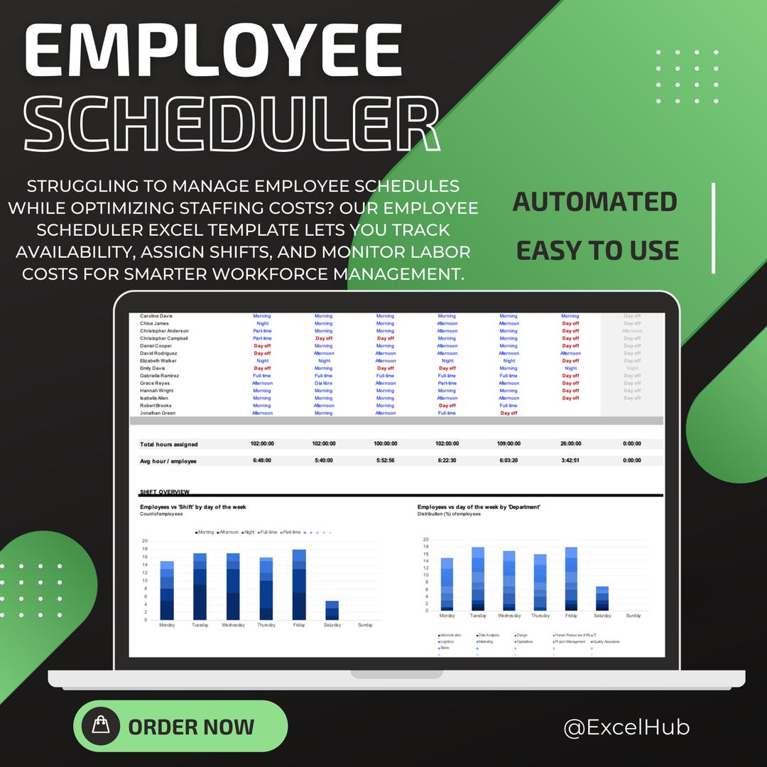 Employee Schedules Planner Excel Template Google Sheets Track Employee ...