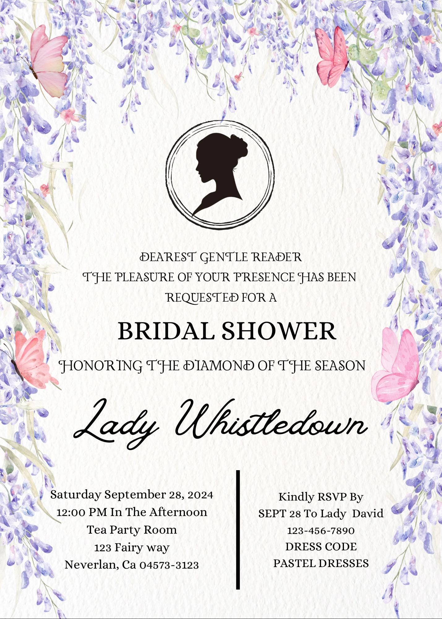 Bridgerton Theme Invitation Bridal Shower Birthday Party Editable - Etsy
