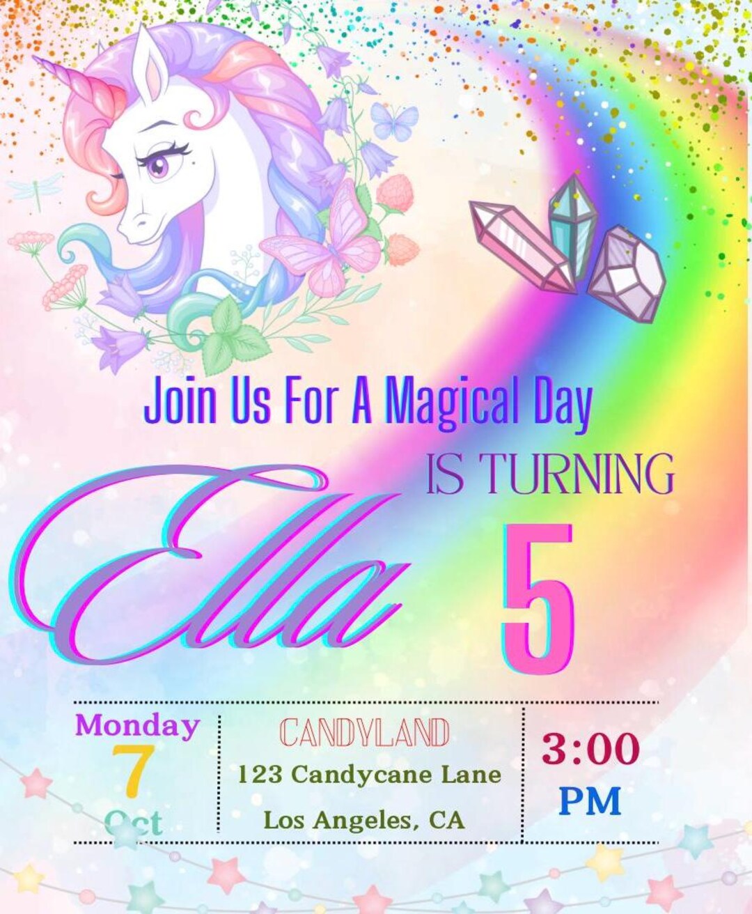 Unicorn Theme Invitation - Etsy
