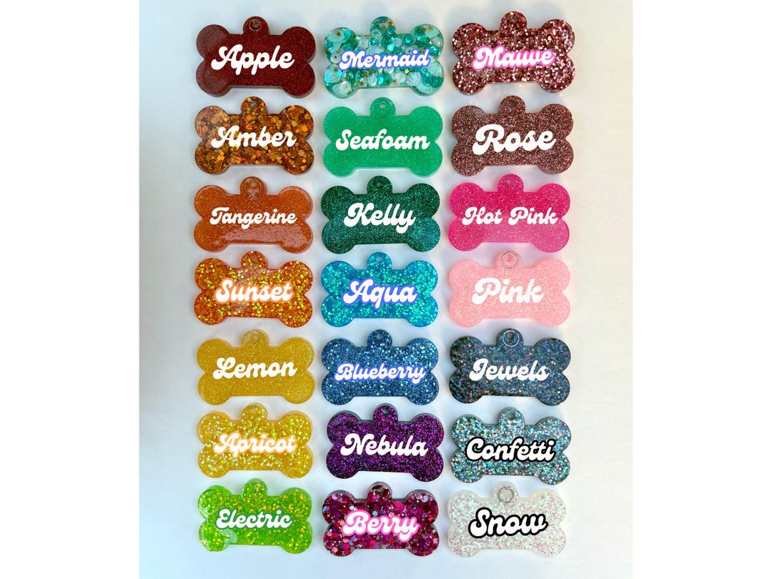 ALL THE GLITTER Pet Tag, Sparkle Dog Tag, Custom Dog Tag, Resin Dog Tag ...