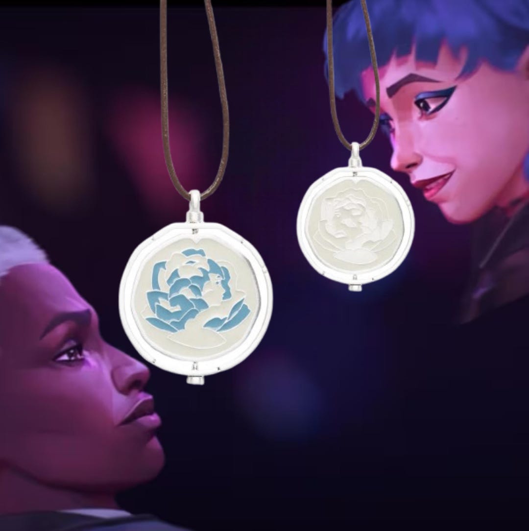 Arcane Inspired Blue Rose Pendant Powder & Ekko Pendant Unique Jewelry ...