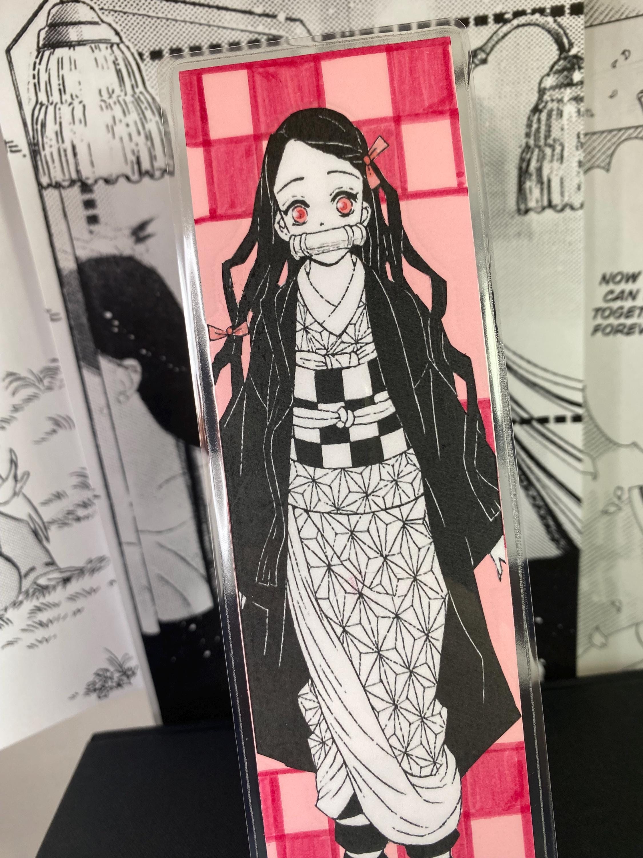 Nezuko Manga Bookmark ~ Demon Slayer, Nezuko Kamado, Double Sided, Pink ...