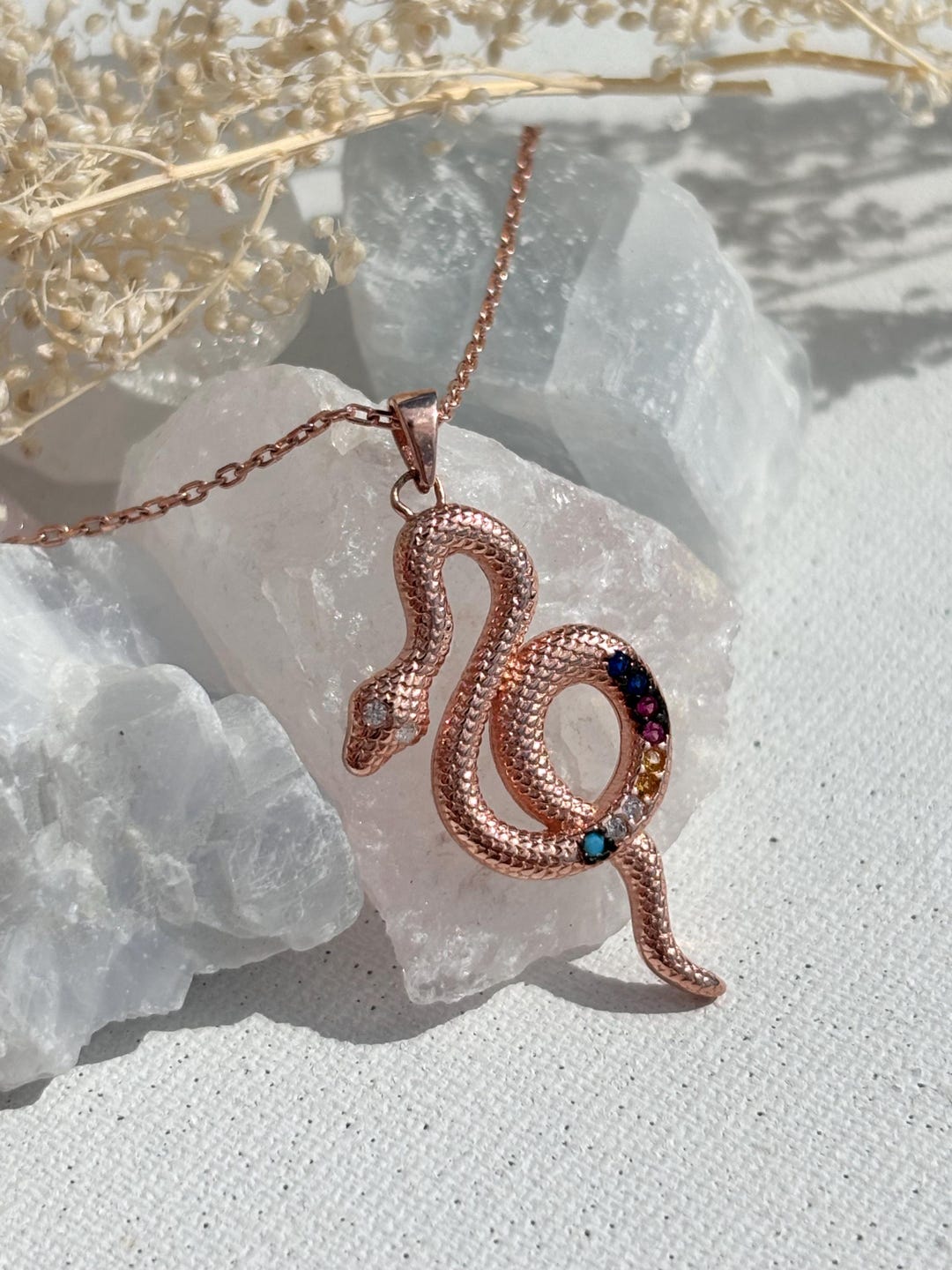 Serpent Necklace Snake Charm Necklace Snake Pendant Necklace Reptile ...