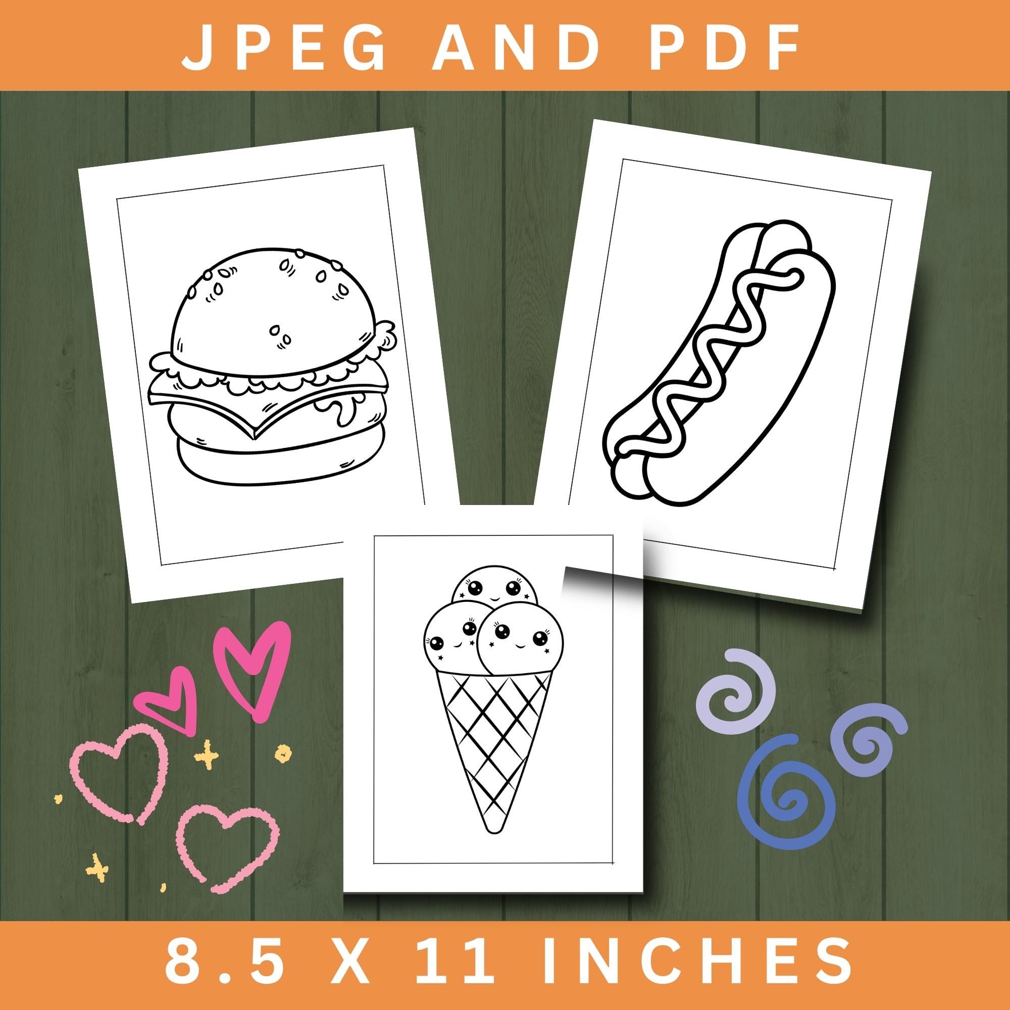 101 Cute Food and Drinks Printable Coloring Sheets for Kids and Adults ...