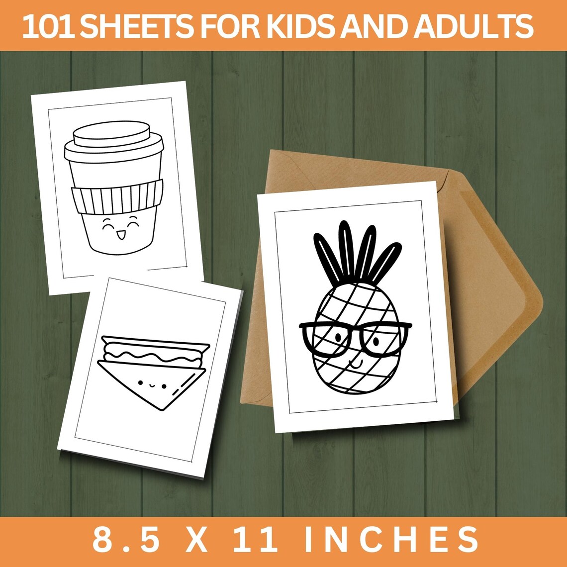 101 Cute Food and Drinks Printable Coloring Sheets for Kids and Adults ...
