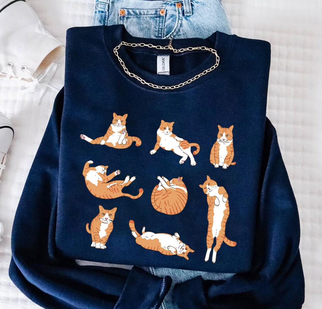 Cute Orange Cat Sweatshirt, Orange Cat Tee, Orange Cat Mom Sweatshirt ...