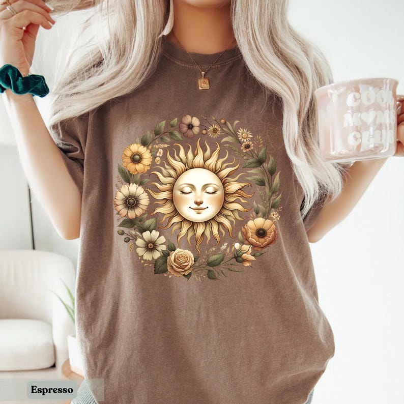 Comfort Colors® Boho Spiritual Sun T-shirt, Cute Bohemian Tee ...