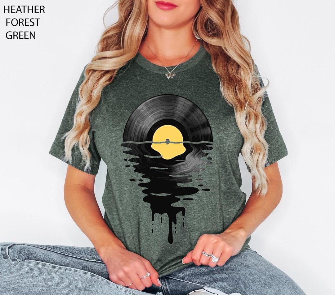 Vinyl Record Shirt, Vinyl Cool Sunset, Music Lover Tee for Men, Music ...