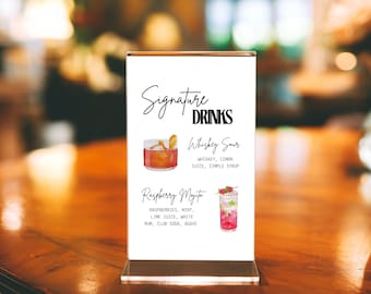 Signature Drink Sign Template - Etsy