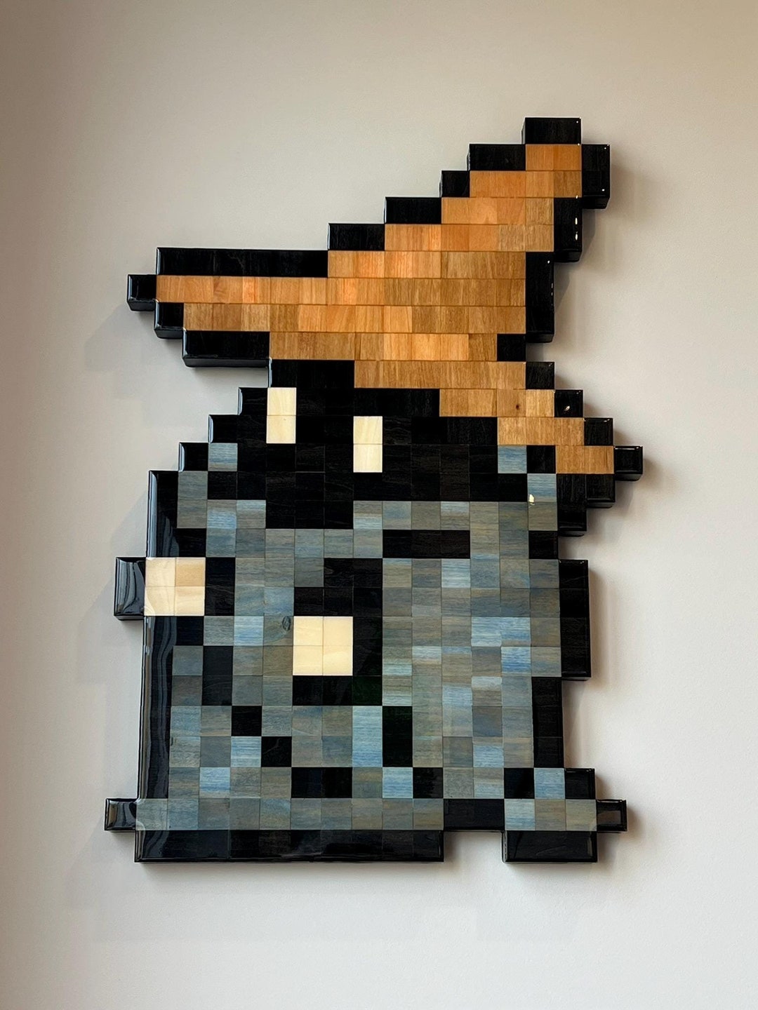 Handcrafted Final Fantasy Black Mage Wood & Epoxy Pixel Art – Retro ...