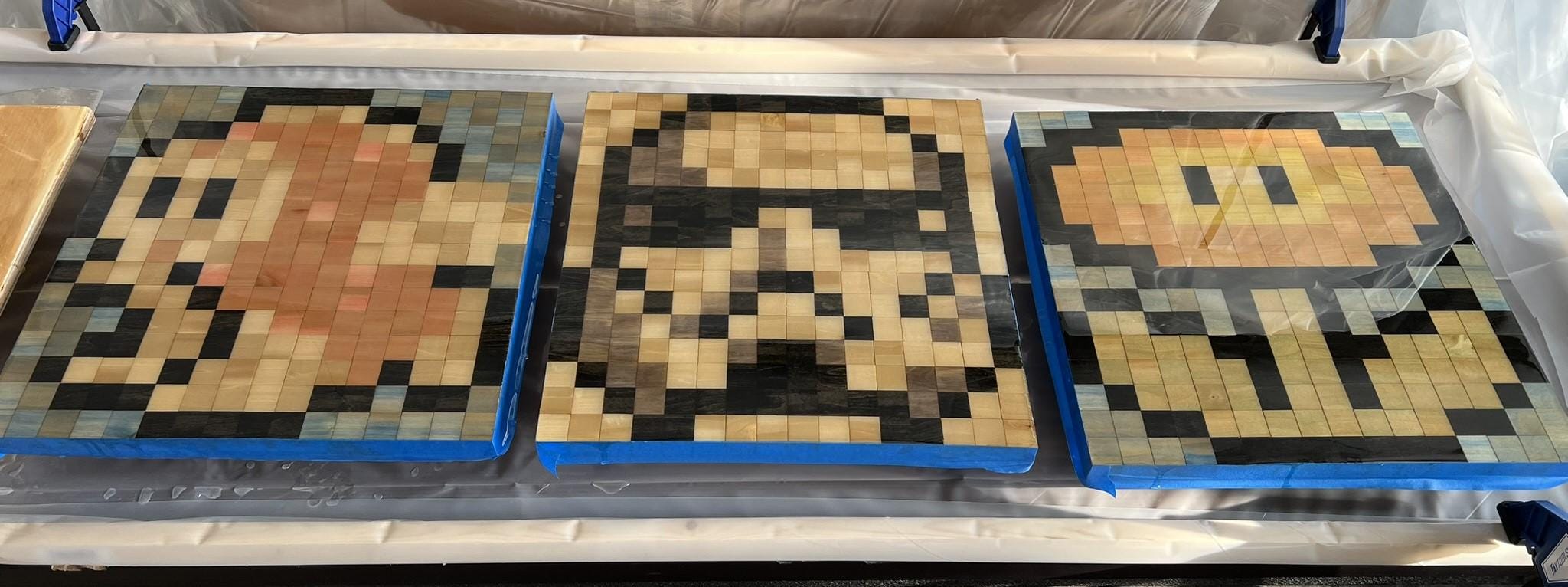 Handcrafted Wood and Epoxy 8-bit Pixel Art Cheep Cheep (fish), Super ...