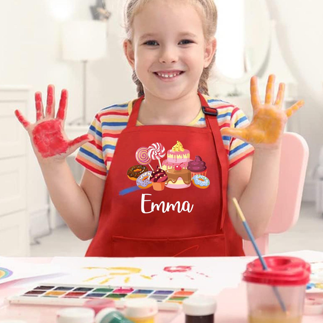 Children Name Apron and Hat, Personalized Kids Apron and Hat, Custom ...