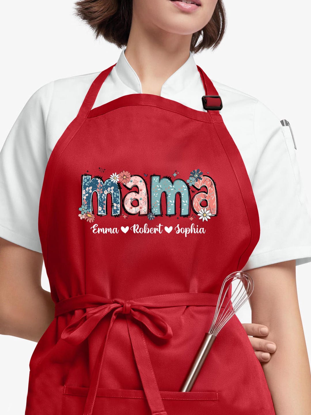Custom Mama With Kids Names Apron for Mom on Mothers Day, Personalized ...