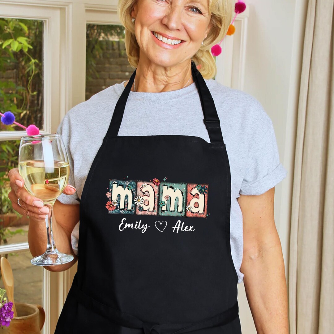 Custom Mama Apron With Kids Names, Mothers Day Gifts for Mom, Cooking ...