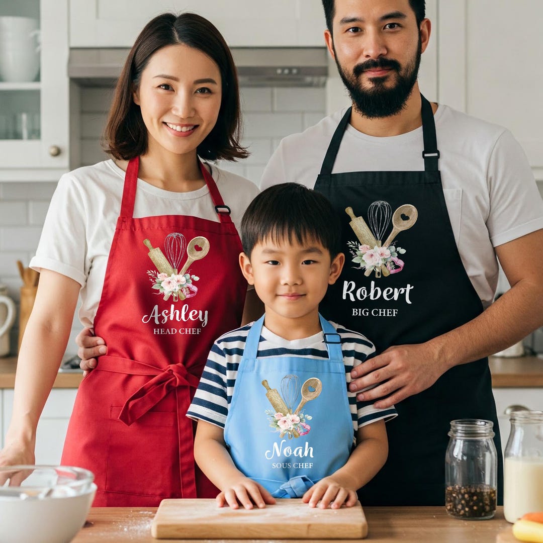 Matching Family Aprons for Dad Mom Kids Toddler Girls Boys, Mothers Day ...