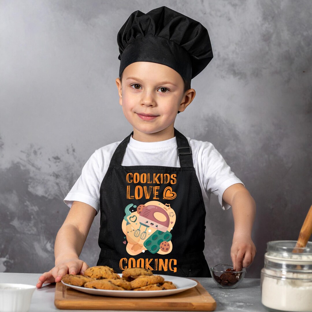 Kids Cooking Apron and Chef Hat Set, Adjustable Polyester - Etsy