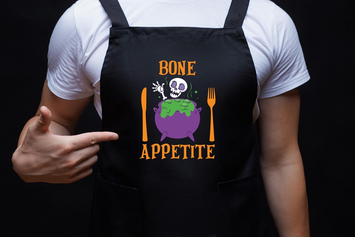 Halloween Cooking Apron, Bone Appetite Apron With Pockets, Spooky ...