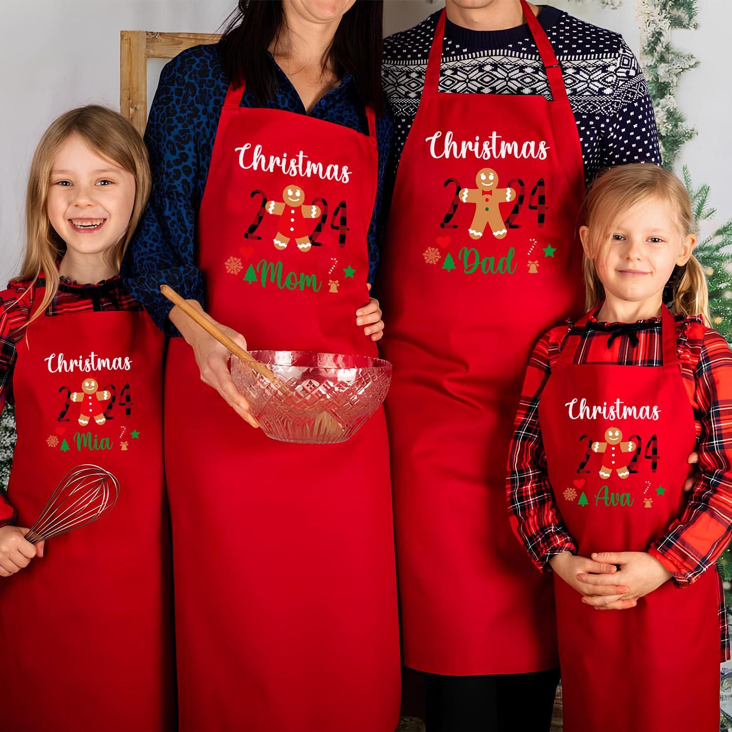 Custom Christmas Kitchen Aprons for Family, Christmas Gift Ideas ...