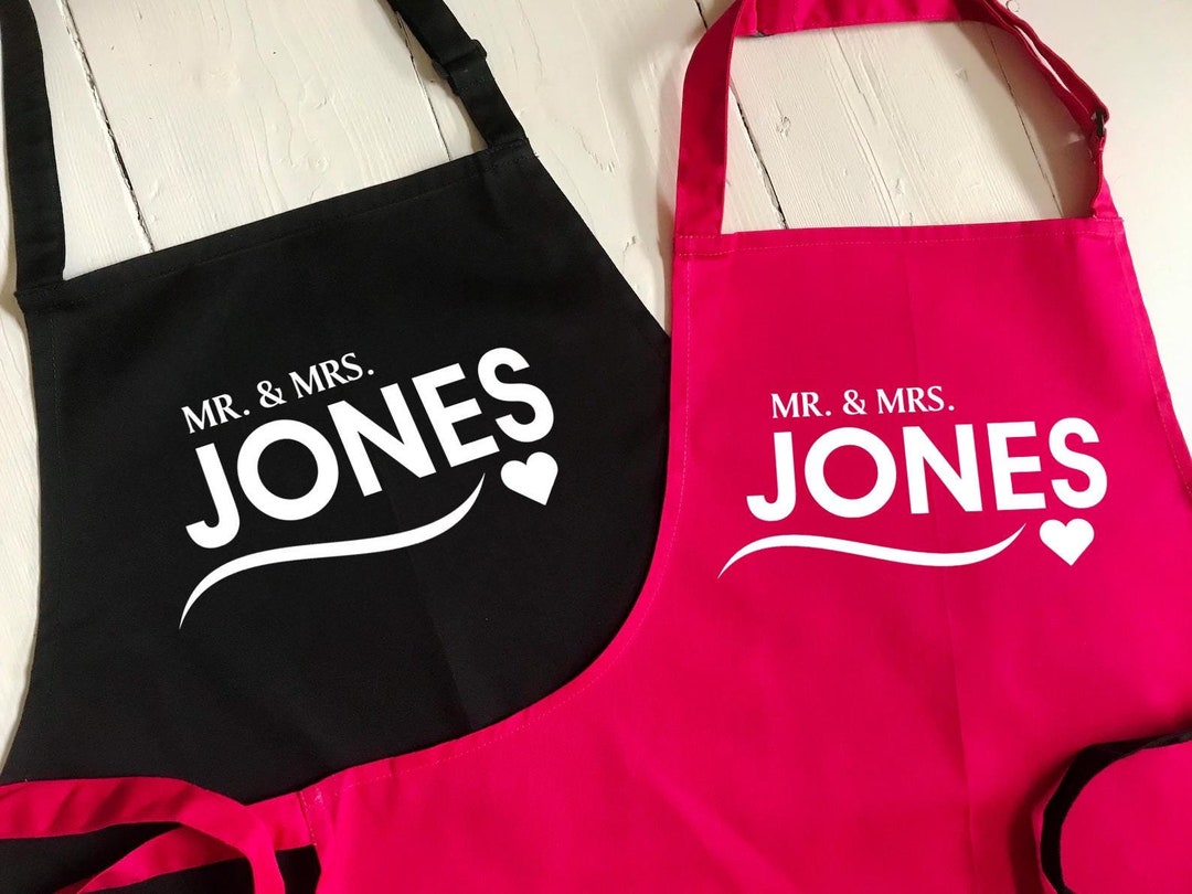 Mrs Mr Couples Aprons, Matching Couple Baking Apron, Anniversary Gift ...