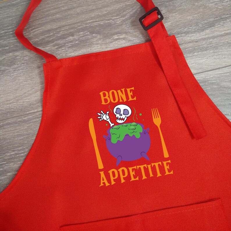 Halloween Cooking Apron, Bone Appetite Apron With Pockets, Spooky ...