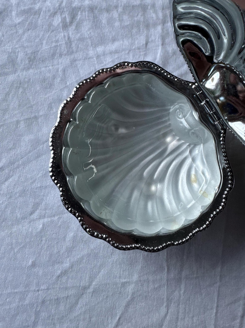 Vintage French Saint-jacques Scallop Shell Butter Dish With Glass ...