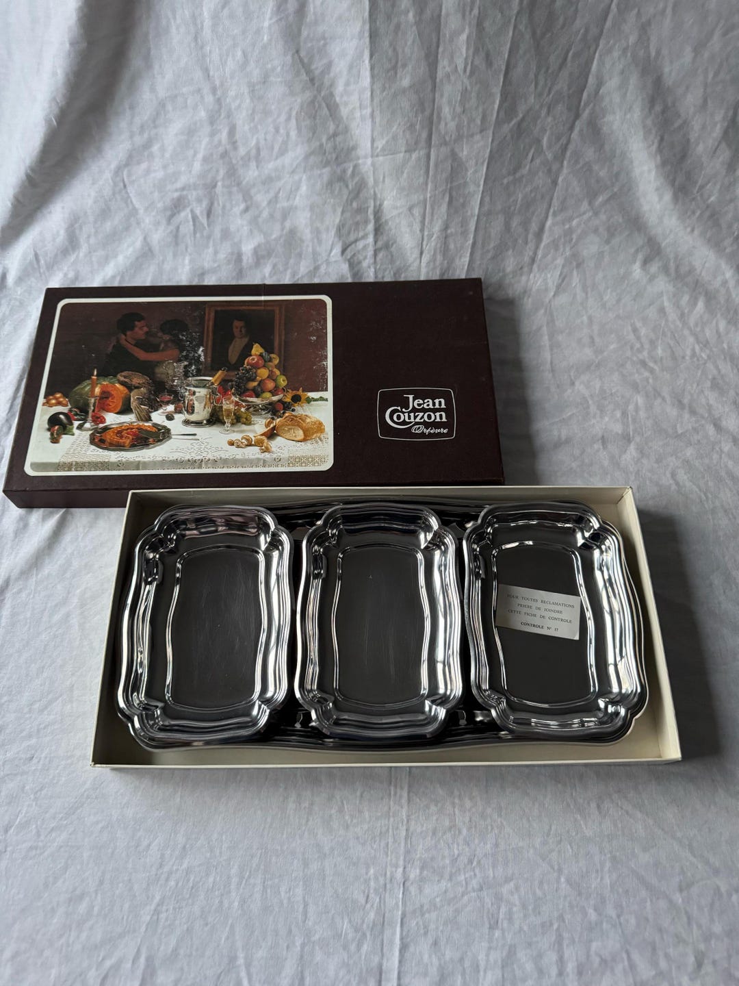 Vintage Jean Couzon Serving Trays | 1970s French Stainless Steel ...