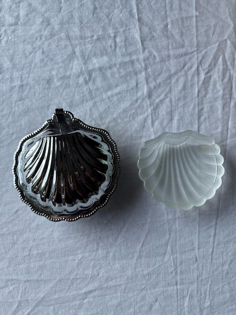 Vintage French Saint-jacques Scallop Shell Butter Dish With Glass ...