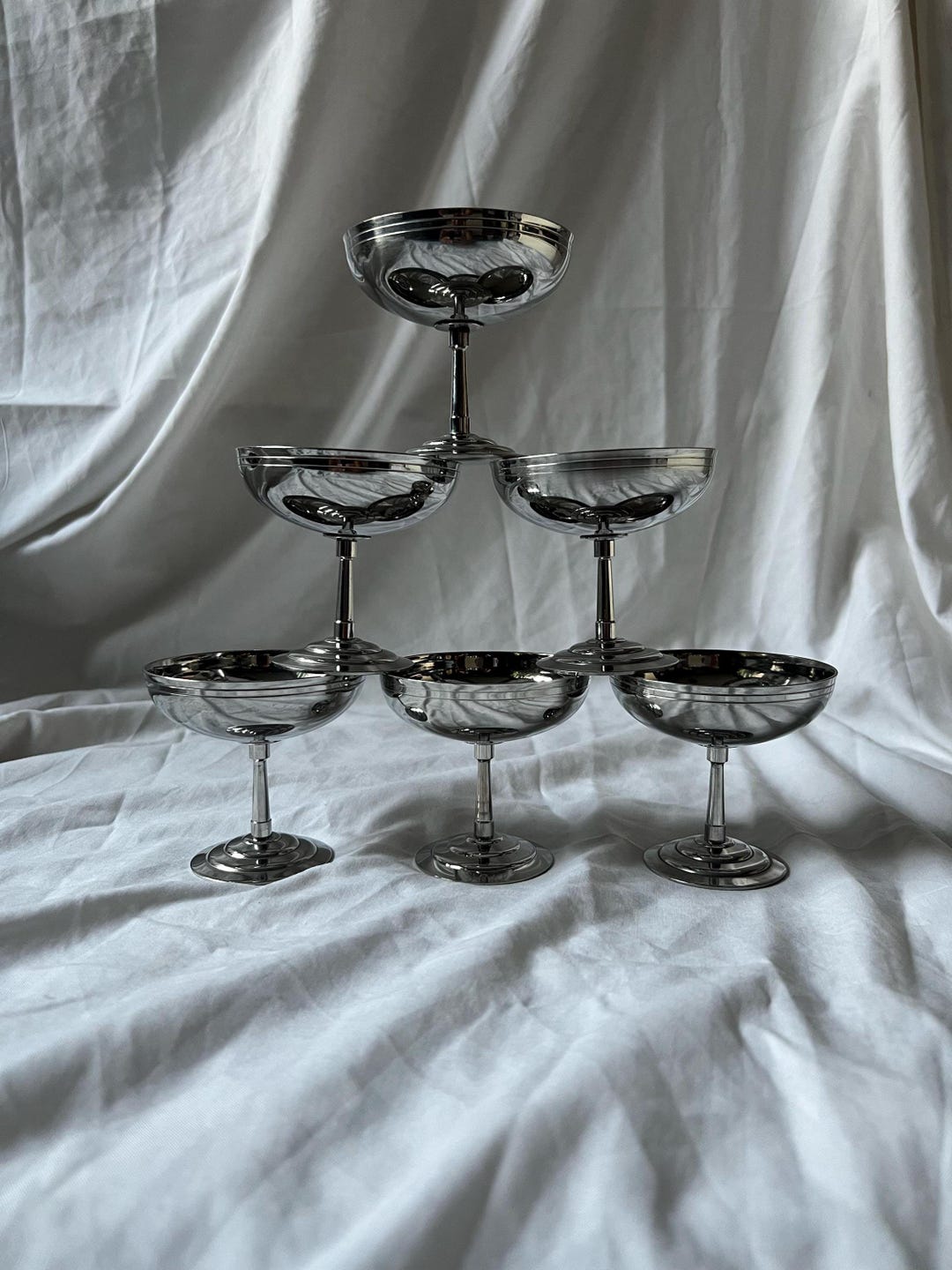 Vintage Ice Cream Cups Letang Remy Set of 6 | French 18/10 Inox Dessert ...