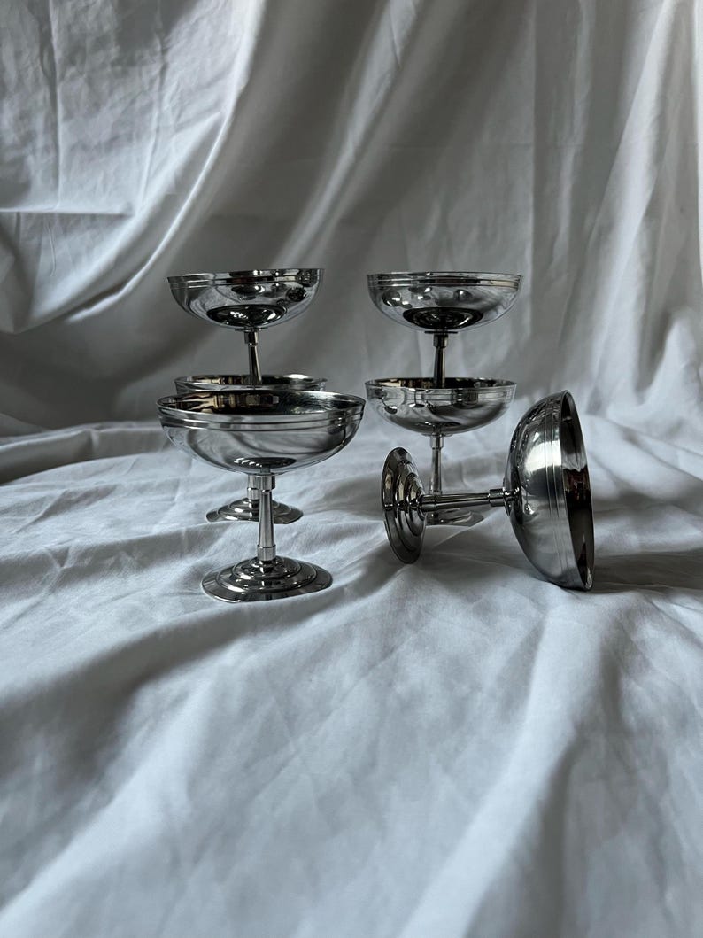 Vintage Ice Cream Cups Letang Remy Set of 6 | French 18/10 Inox Dessert ...