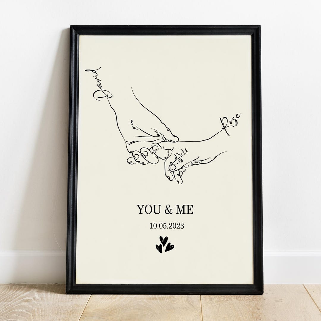 Couples Love Hands Print, Line Art Decor, Couple Gift, Line Art Print ...