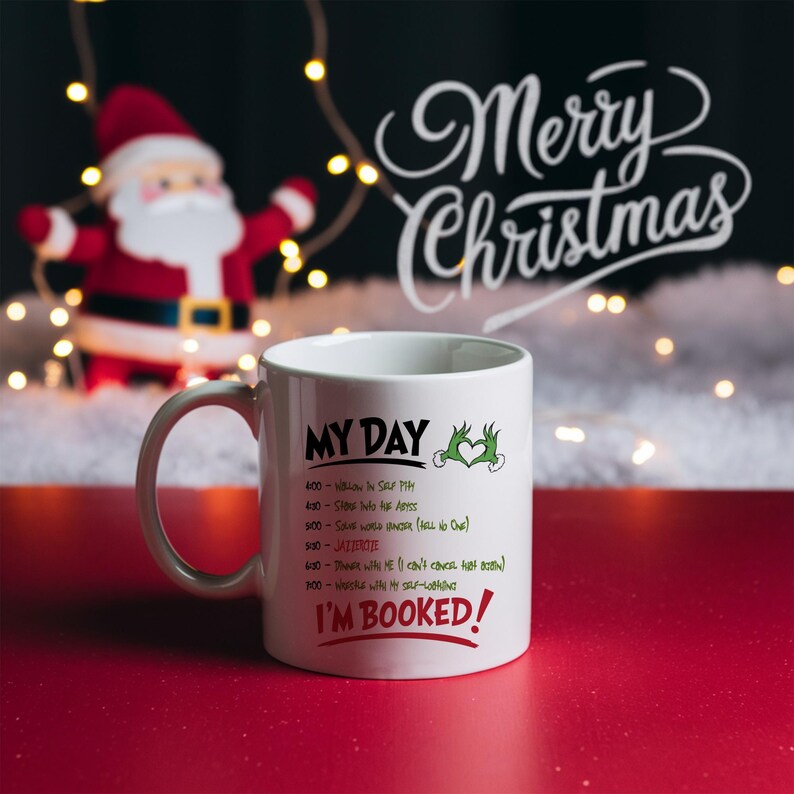 Funny Grinch Mug, Christmas Gifts, White Mug, Funny Coffee Mug, Festive ...