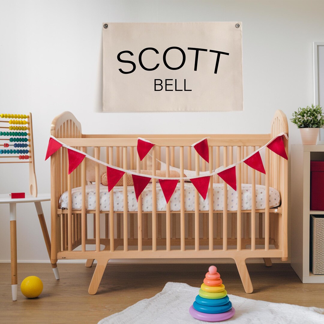Canvas Name Sign, Canvas Name Flag, Baby Room Decor, Baby Shower Gift ...