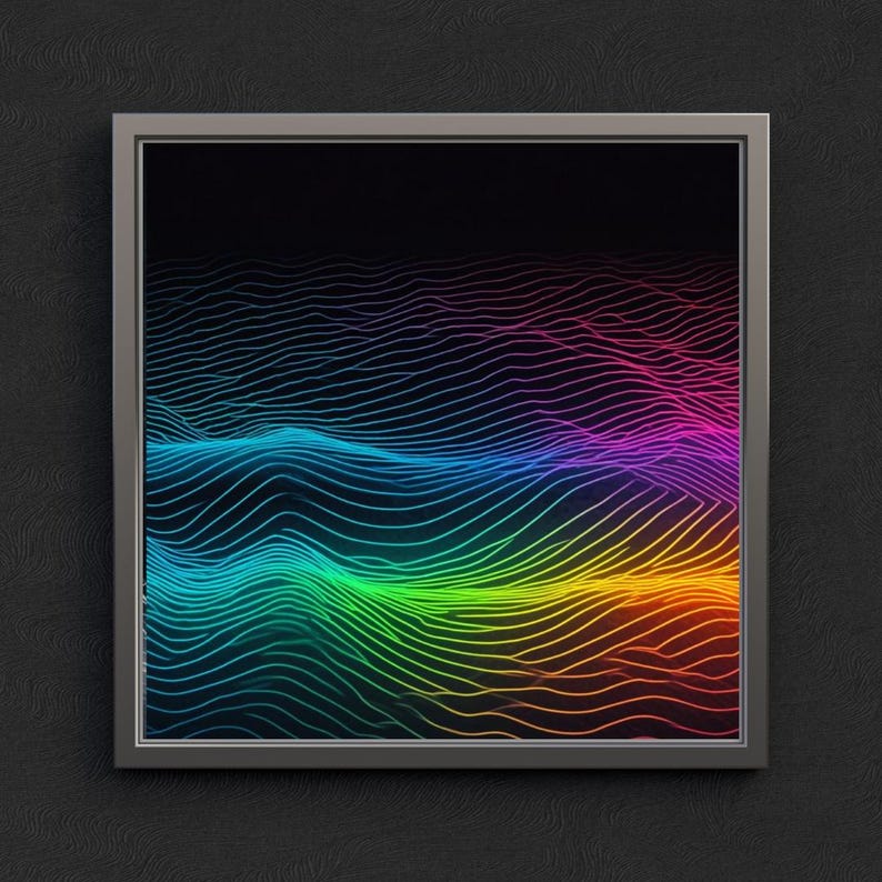 Wavy Frequency Art Framed Posters - High Vibrational Healing Spiritual ...