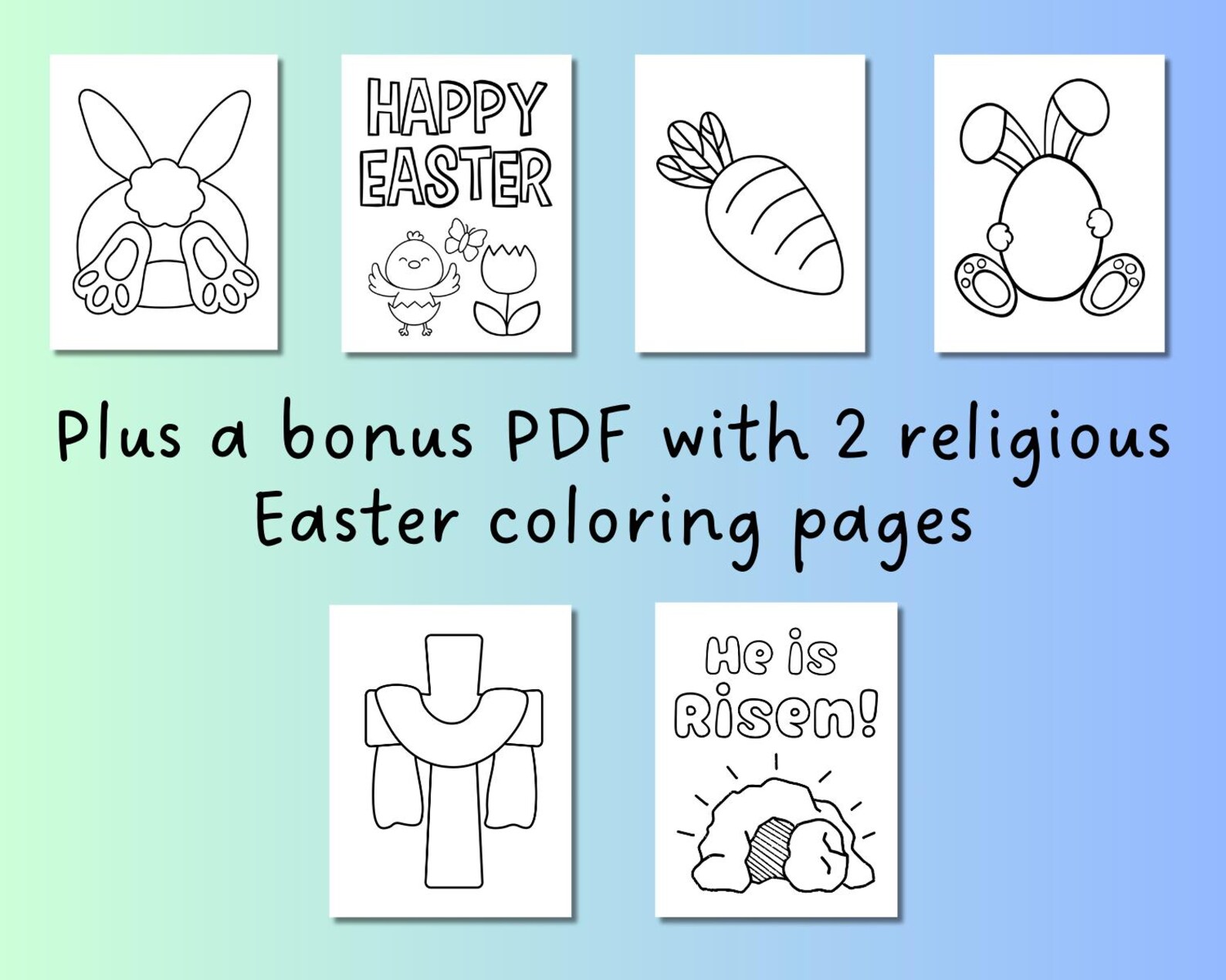 Easy Easter Coloring Pages for Kids, 20 Pages Plus 3 Bonus Pdfs, With ...