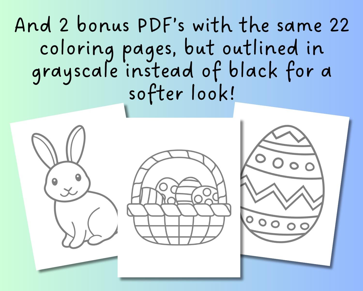 Easy Easter Coloring Pages for Kids, 20 Pages Plus 3 Bonus Pdfs, With ...