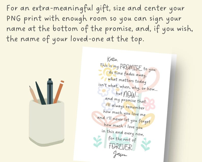 Promise Poem Printable Flowers for Engagement Gift Wedding Anniversary ...