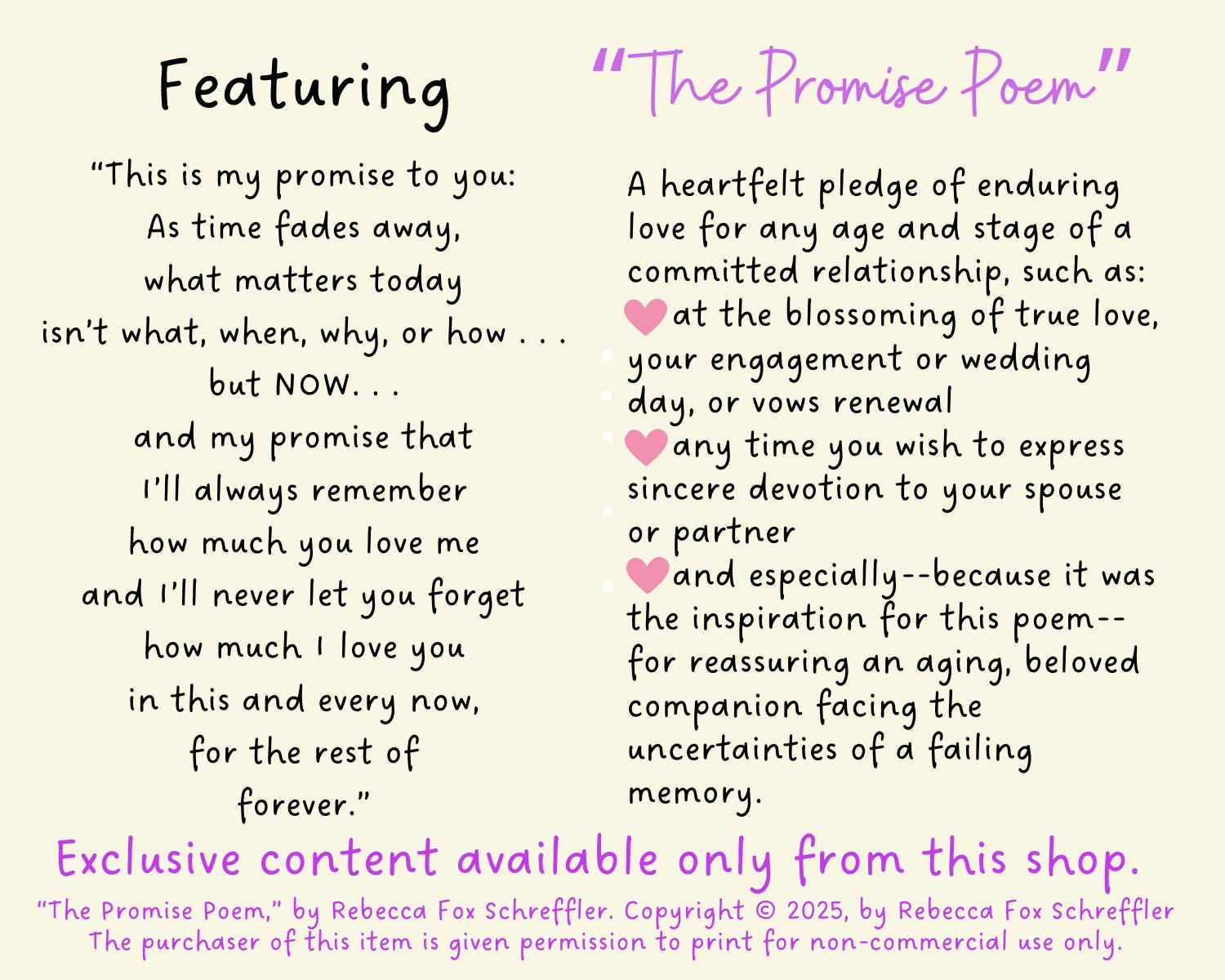 Promise Poem Printable Flowers for Engagement Gift Wedding Anniversary ...