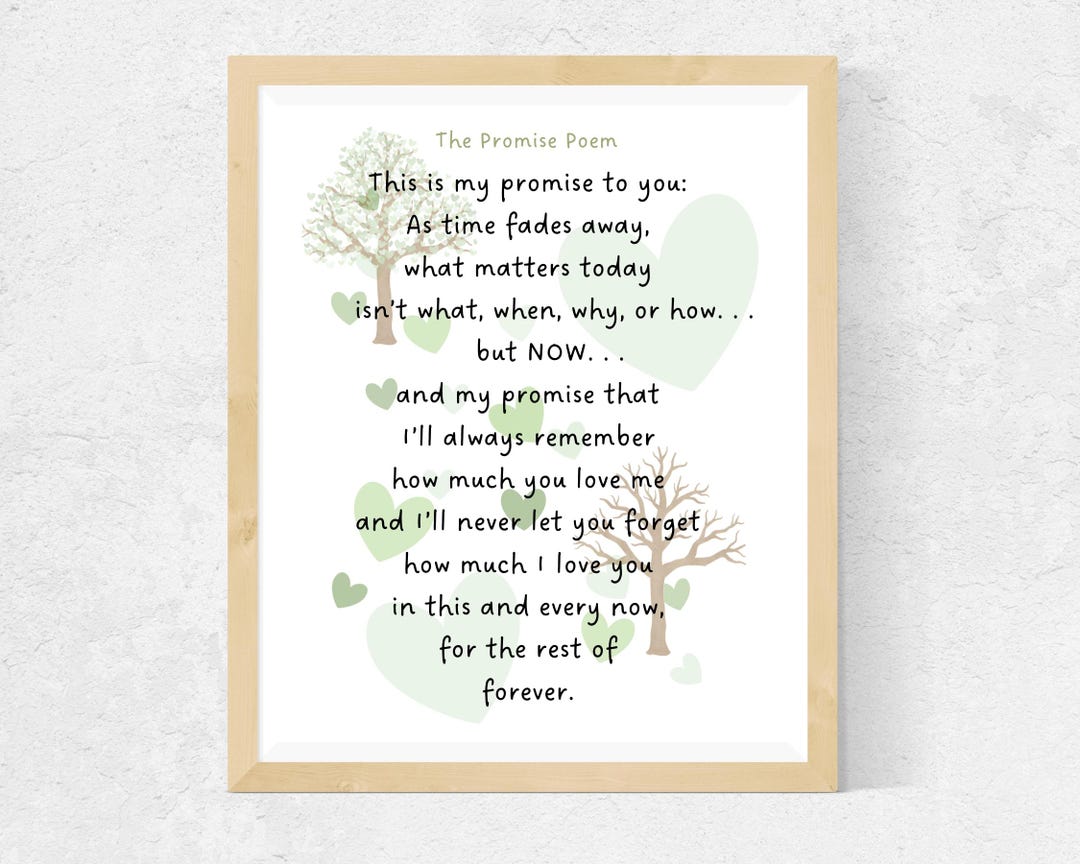 Promise Poem Style-b With Trees and Hearts Printable Wall Decor With ...