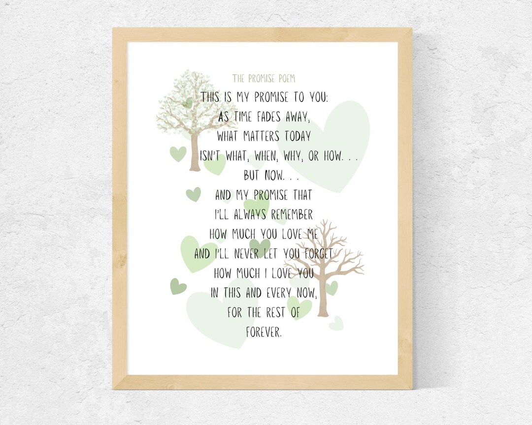 Promise Poem STYLE-A With Trees and Hearts Printable Wall Decor With ...