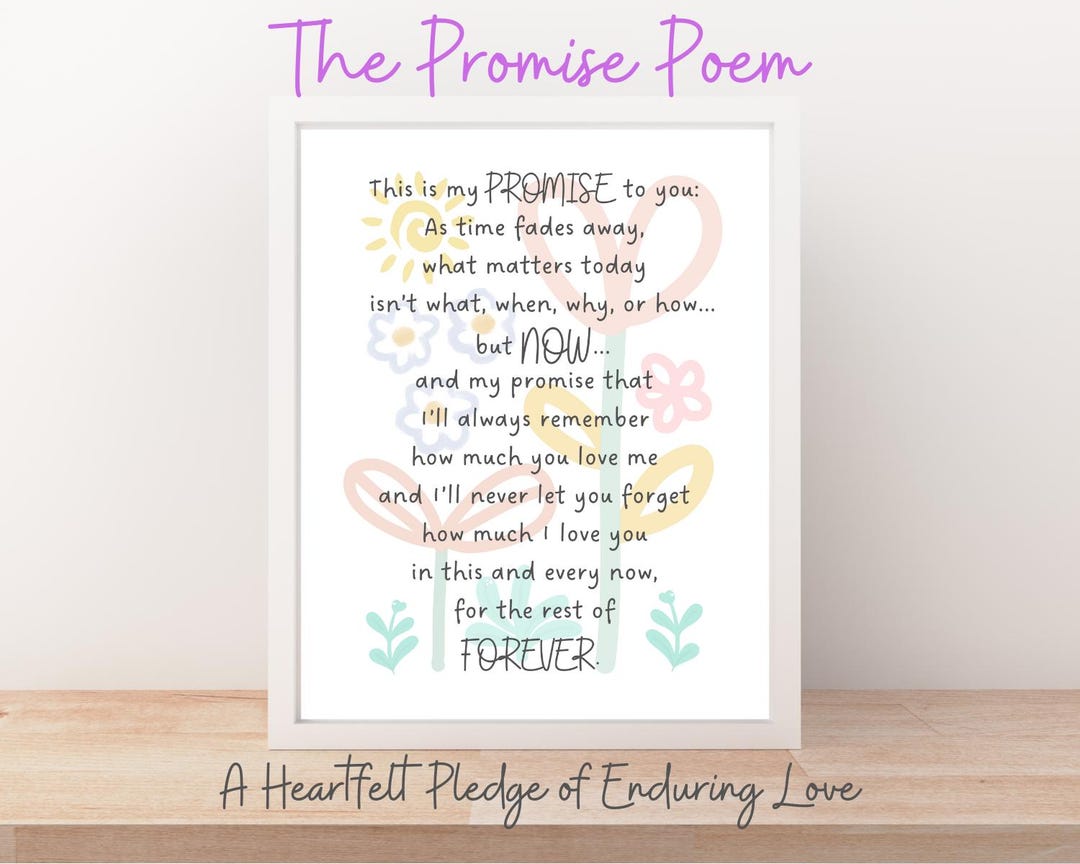 Promise Poem Printable Flowers for Engagement Gift Wedding Anniversary ...