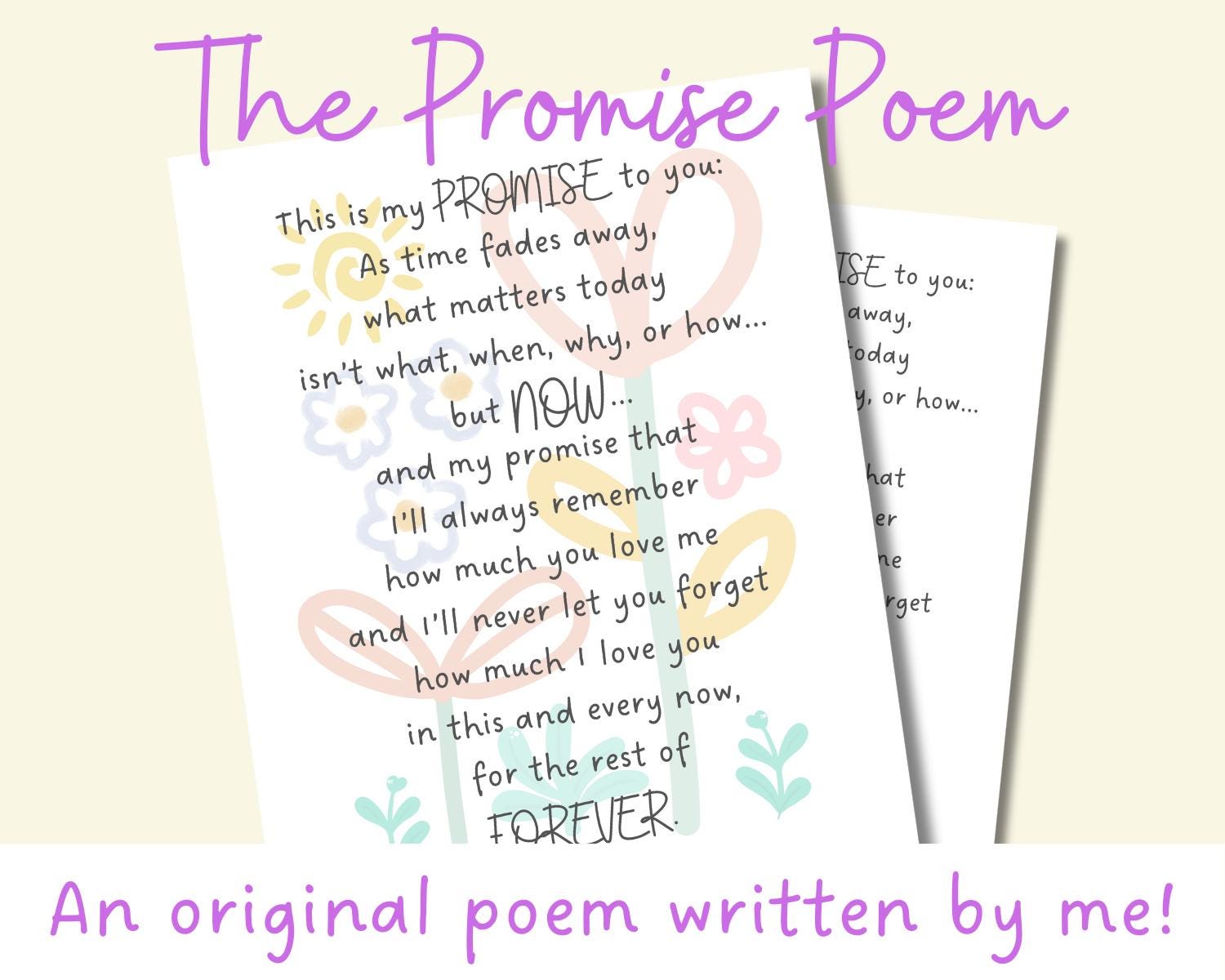 Promise Poem Printable Flowers for Engagement Gift Wedding Anniversary ...