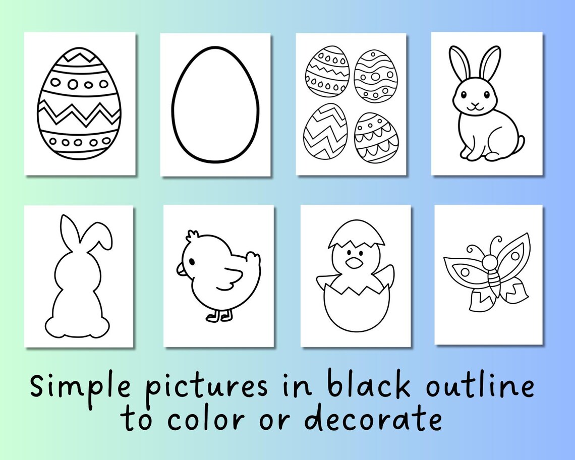 Easy Easter Coloring Pages for Kids, 20 Pages Plus 3 Bonus Pdfs, With ...
